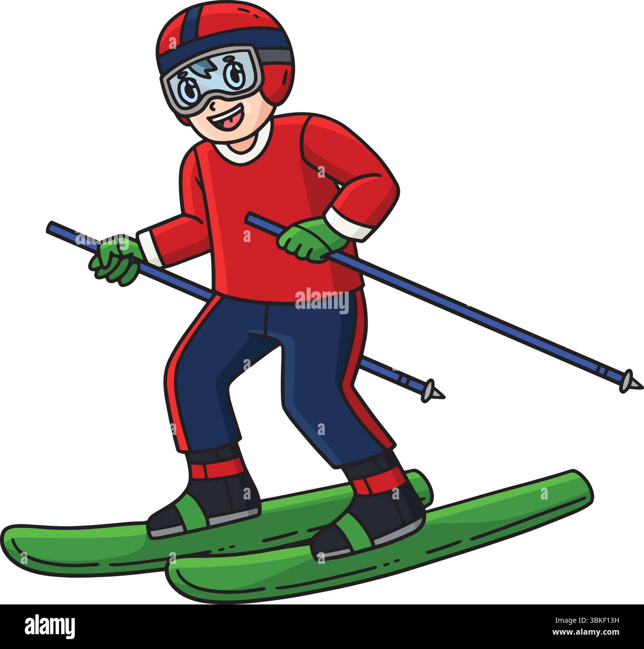 Skiing Boy Cartoon Colored Clipart Illustration Stock Vector Image ...