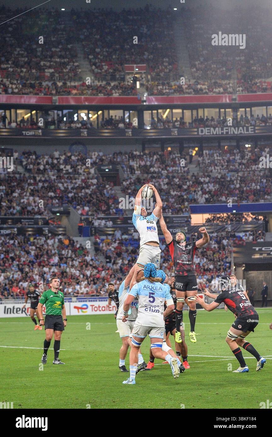 Action during the French championship Top 14, Semi-final rugby union ...