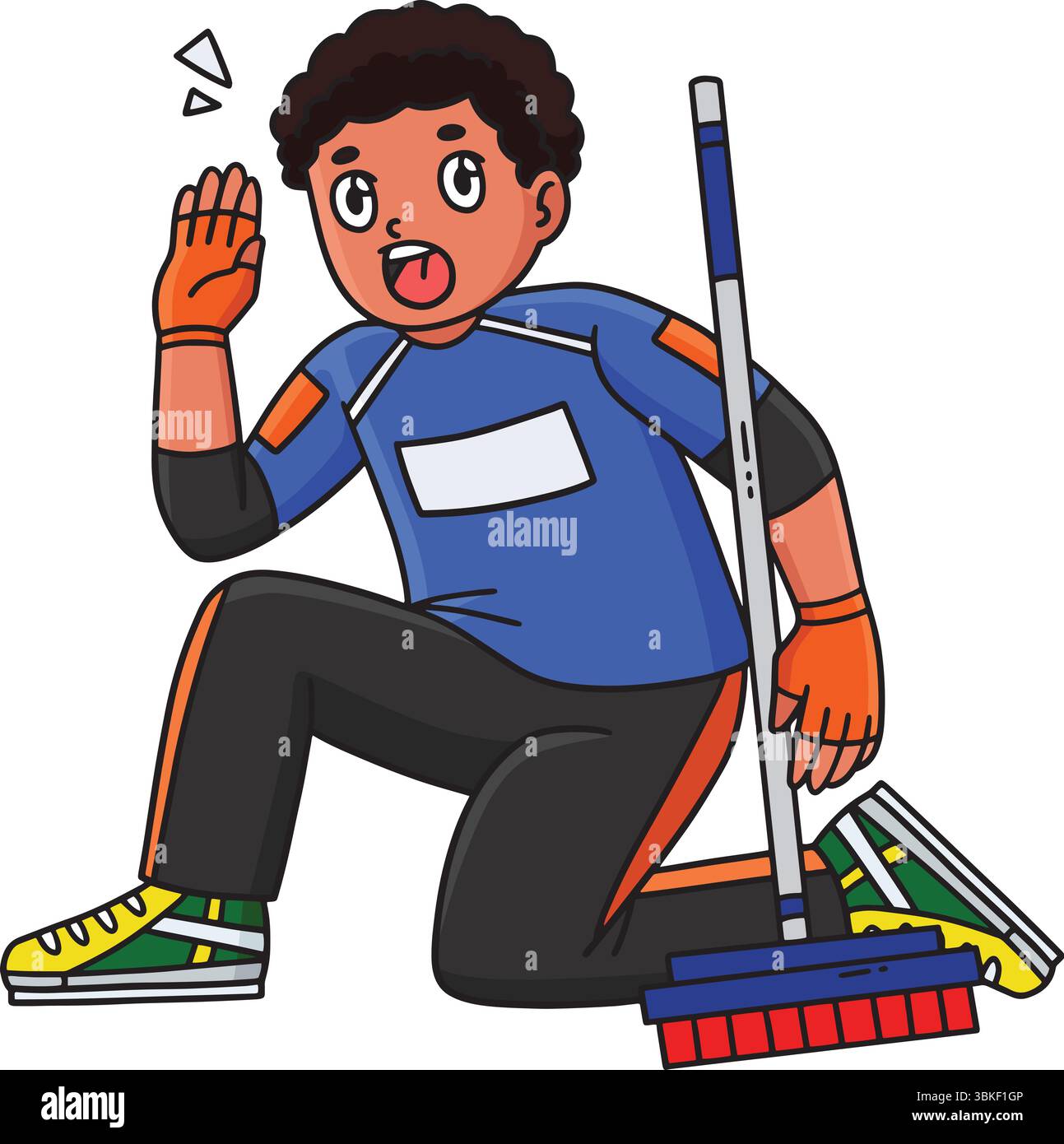 Curling Male Skip Shouting Cartoon Colored Clipart Stock Vector Image ...