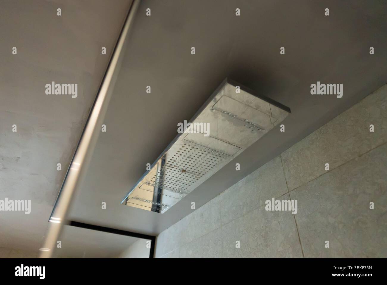 Shower panel suspended from the ceiling with multi-purpose water supply ...