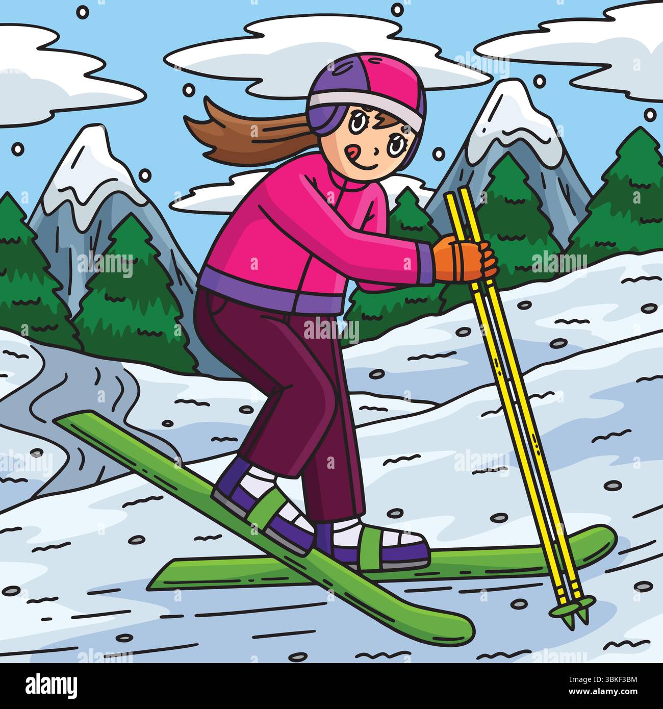 Alpine skiing on ski Stock Vector Images - Alamy