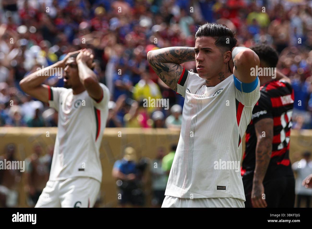 PHILADELPHIA, USA - 20th June 2025: Enzo Fernandez of Chelsea reacts to ...