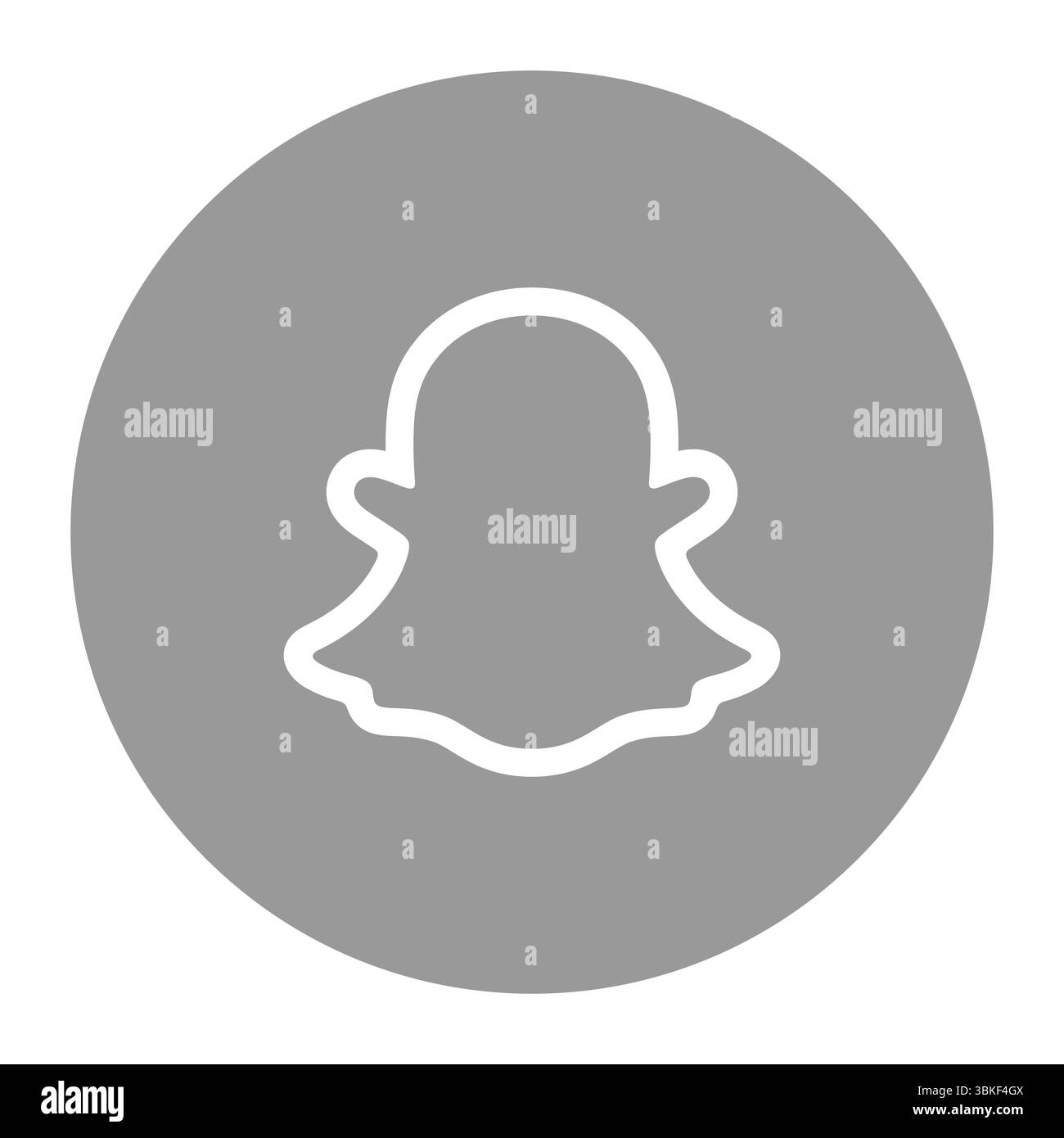 Snapchat instant messaging app icon. Black silhouete circle shape ...