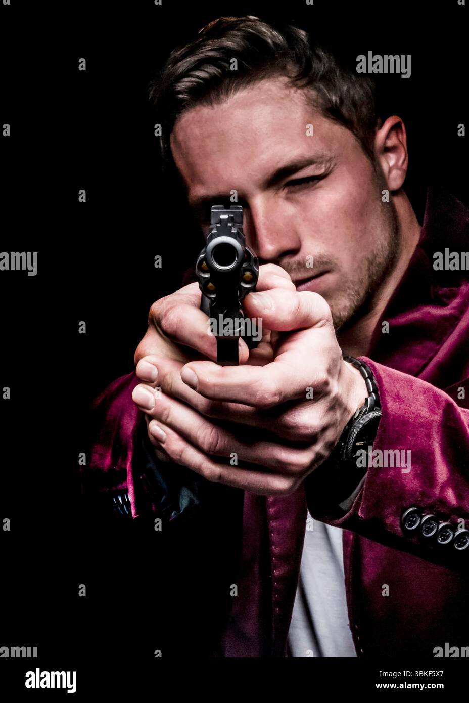 Bearded gangster threatening gun hi-res stock photography and images ...