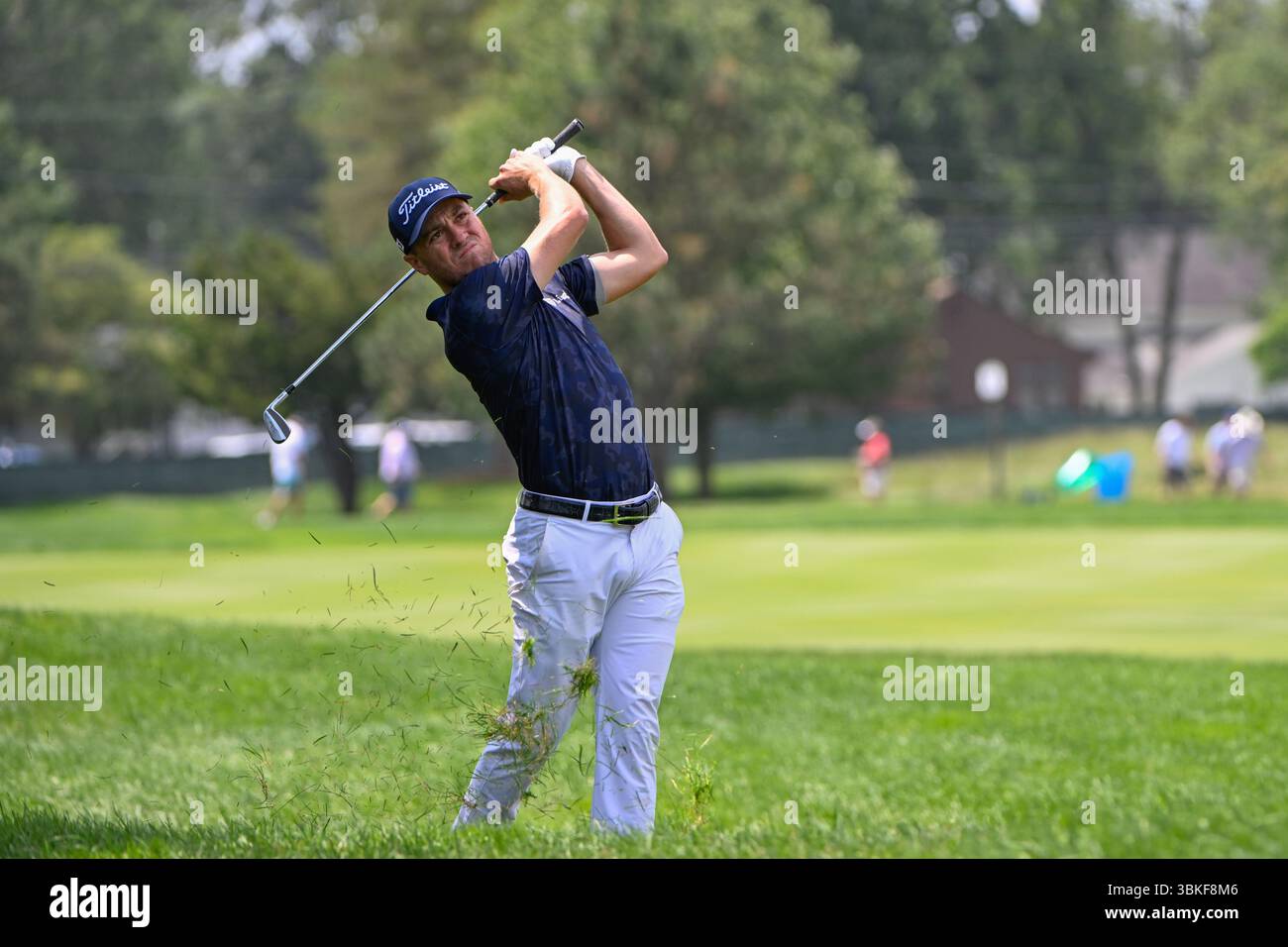 CROMWELL, CT - JUNE 20: Justin Thomas (USA) watches his approach shot ...