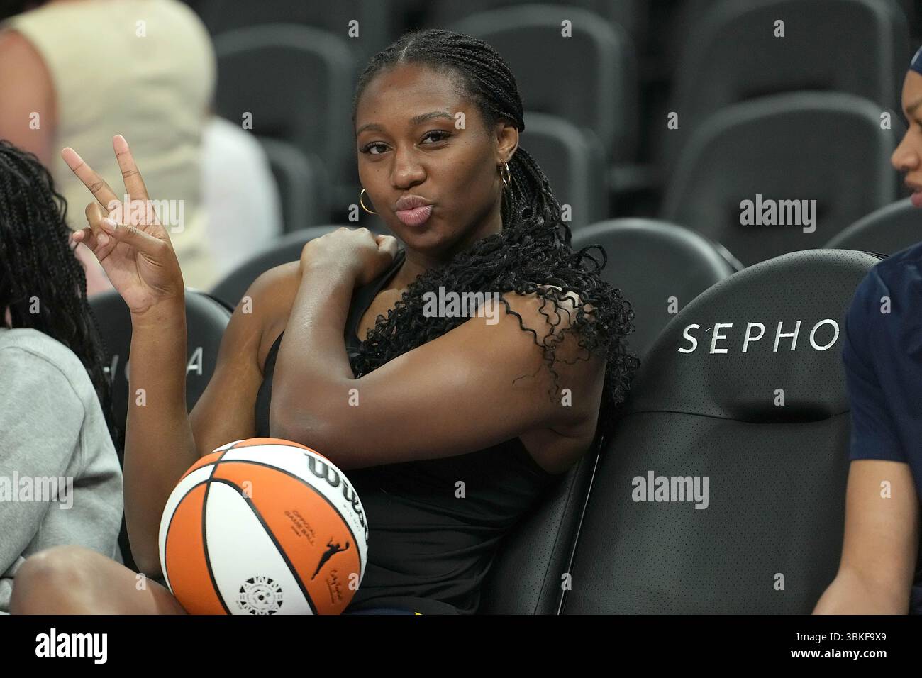Indiana Fever forward Aliyah Boston (7) smiles at the camera during the ...