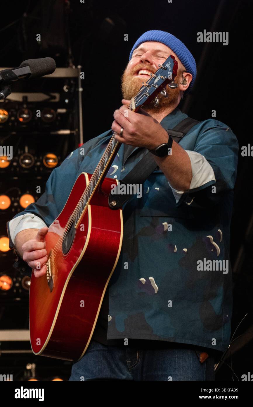 Thetford, UK, 20 June, 2025. Tom Walker supporting The Script in ...