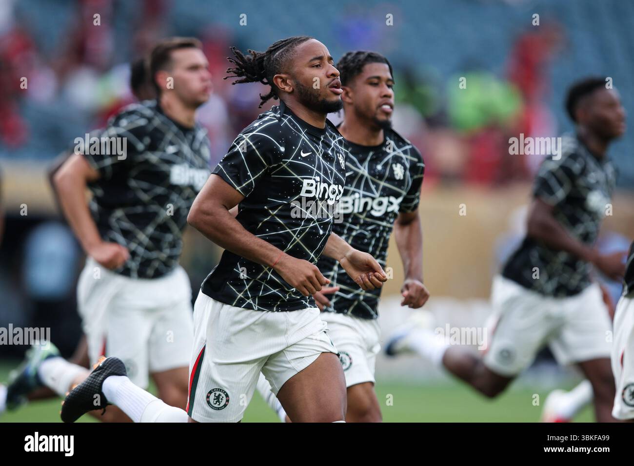 PHILADELPHIA, USA - 20th June 2025: Christopher Nkunku of Chelsea warms ...