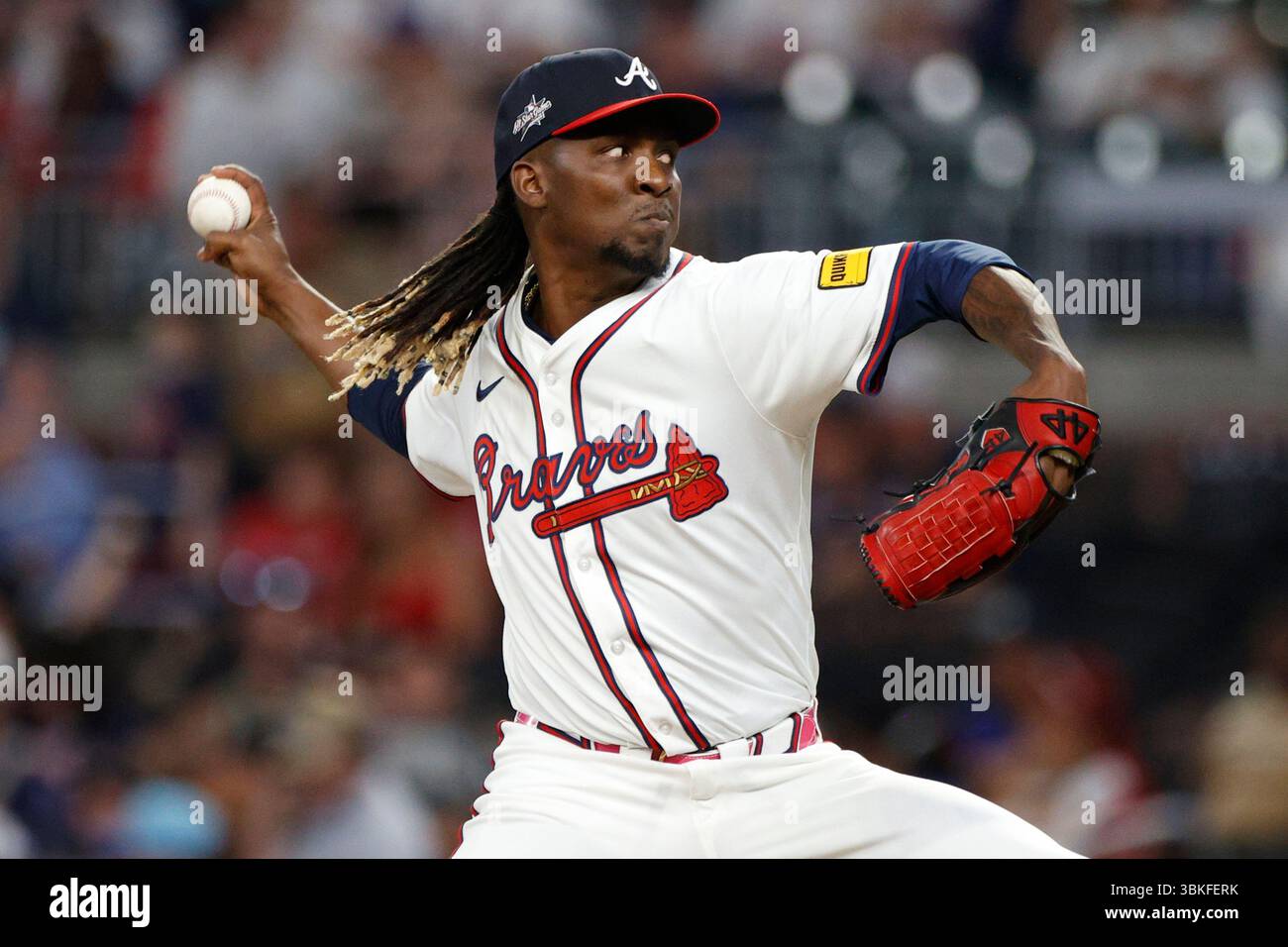 ATLANTA, GA - JUNE 19: Atlanta Braves relief pitcher Rafael Montero #48 ...