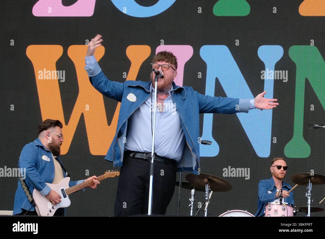 Newport, UK. 20th June, 2025. l-r Robert Lally guitarist and vocalist ...