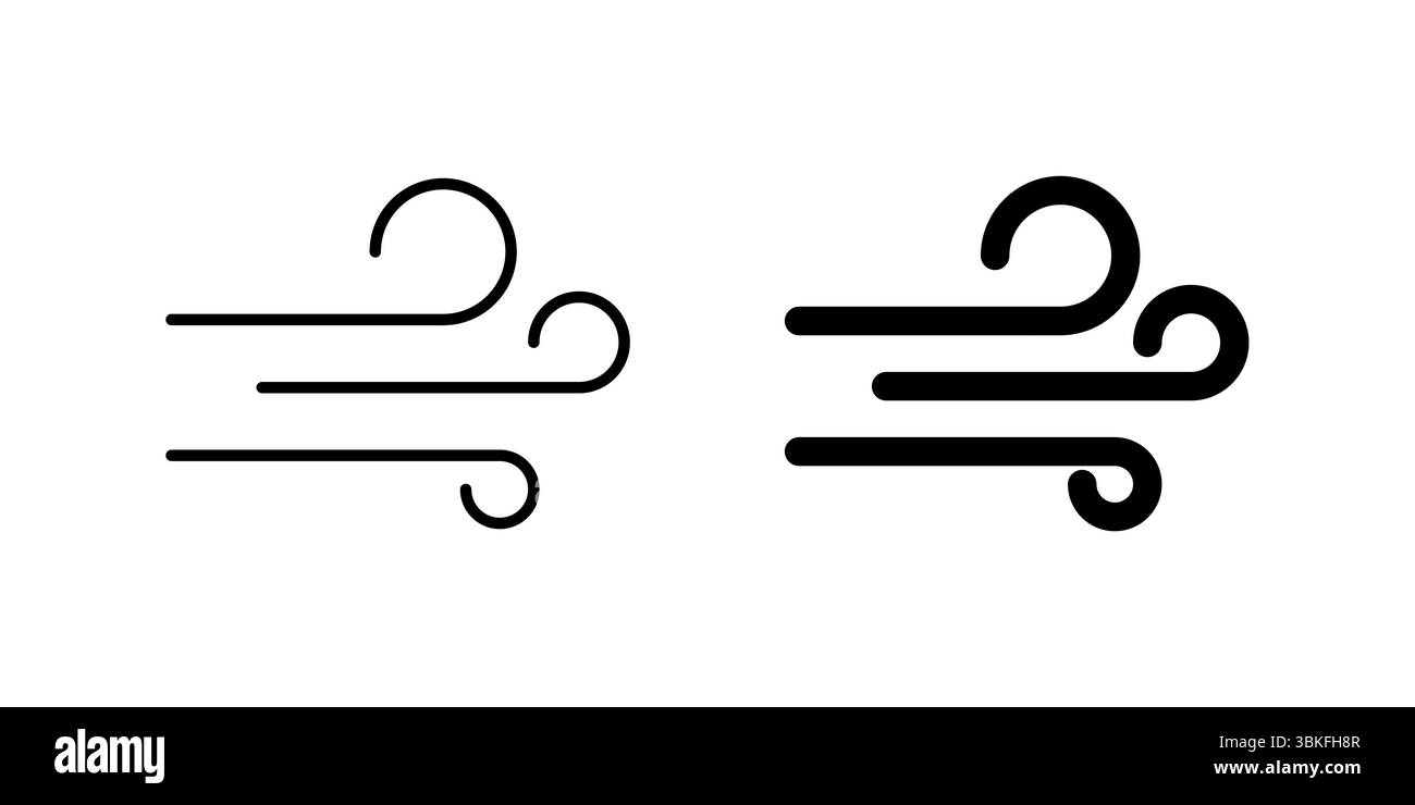 Windy Night Icon Set. A black icon of windy night skies, representing ...