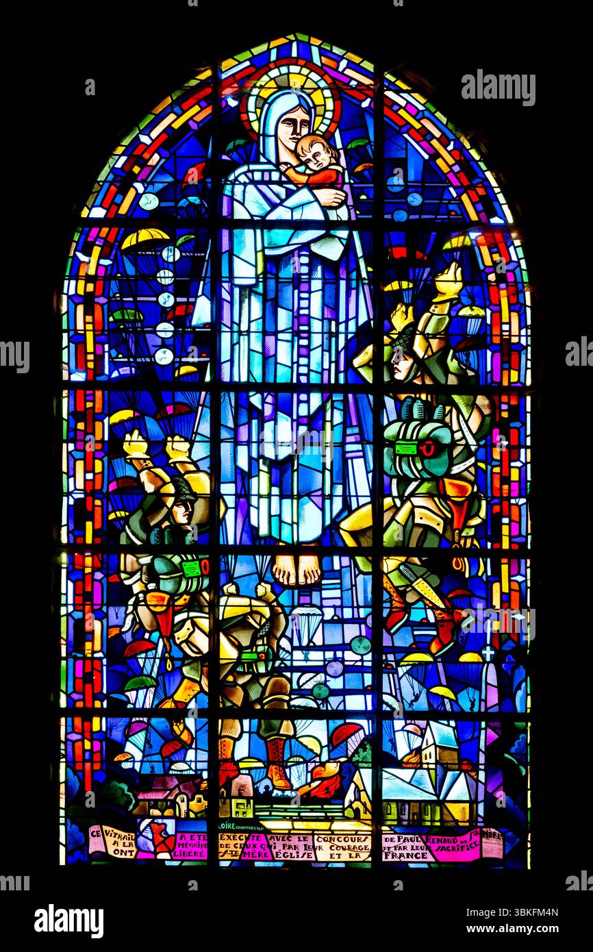 A stained glass window honoring the paratroopers of the U.S. 82nd ...