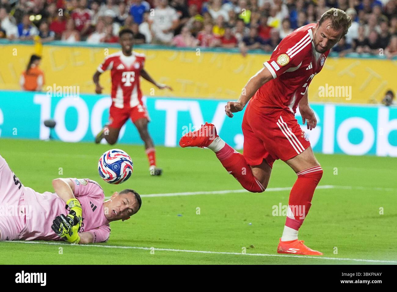 Boca Juniors' goalkeeper Agustin Marchesin blocks the ball from Bayern ...