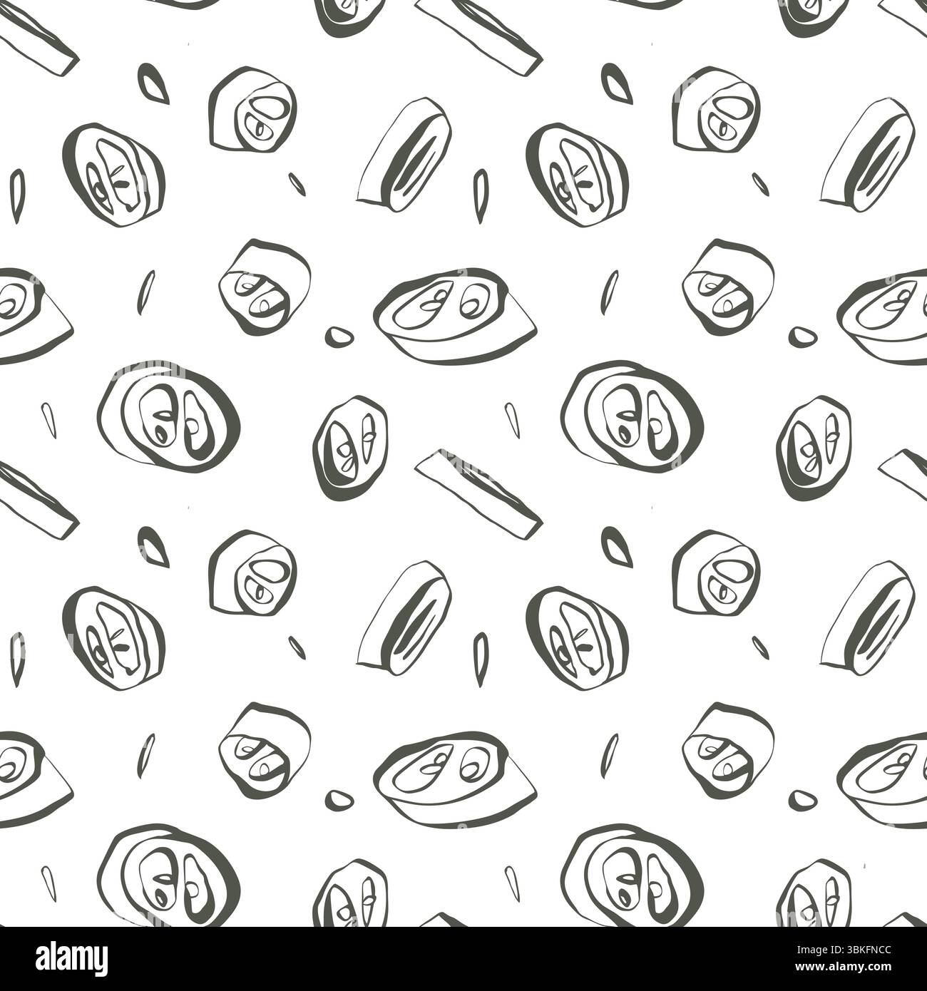 Seamless jalapeno pepper slice pattern in warm khaki green tones on ...