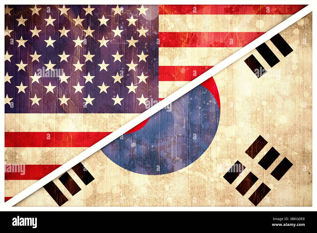 South Korean and American flags Stock Photo - Alamy