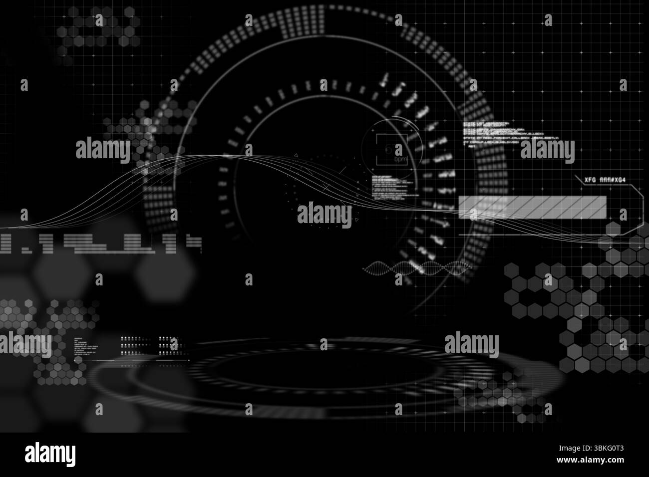 Digital illustration technology background Black and White Stock Photos ...