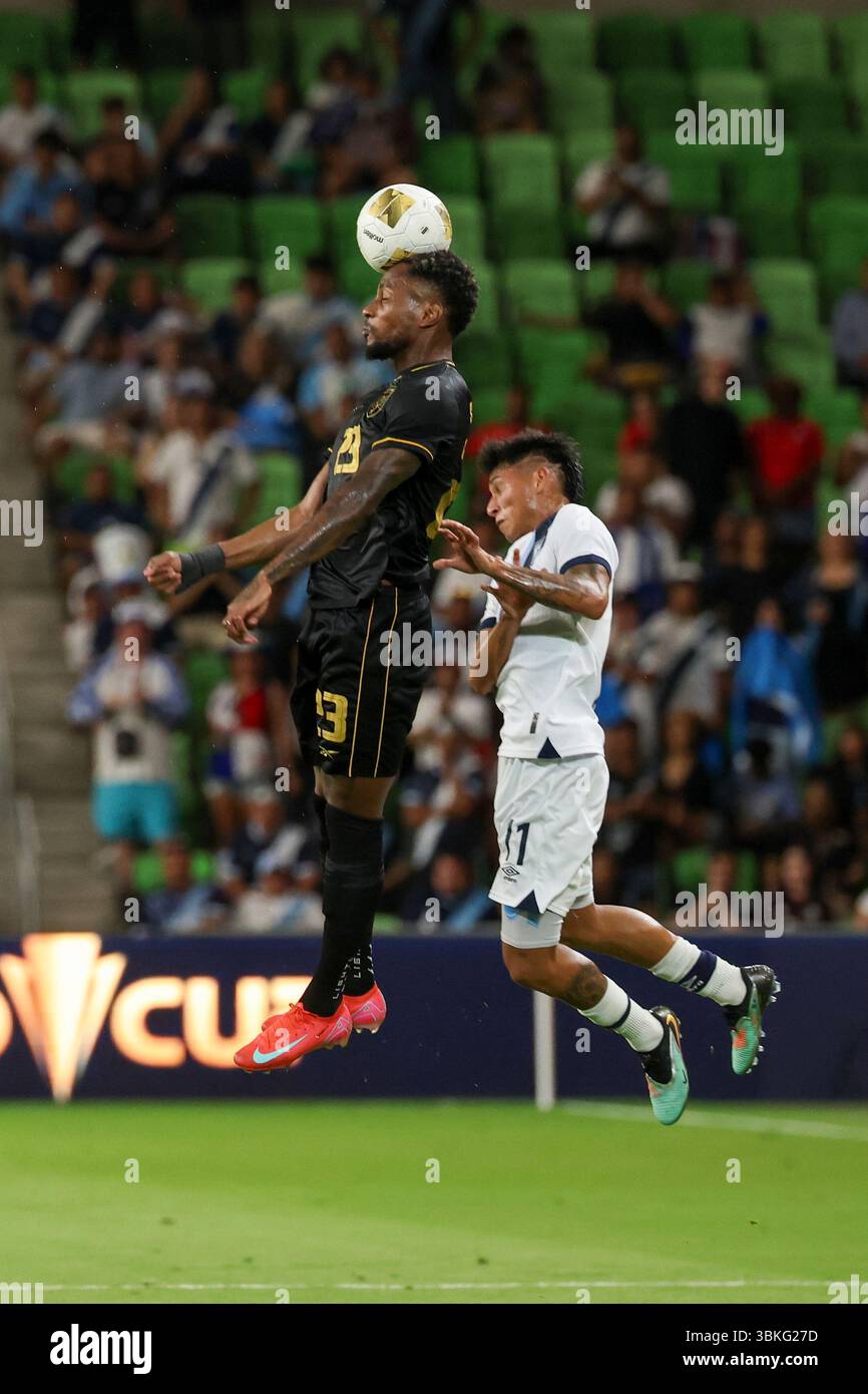 AUSTIN, TX - JUNE 20: Panama defender Michael Murillo (23) leaps for a ...