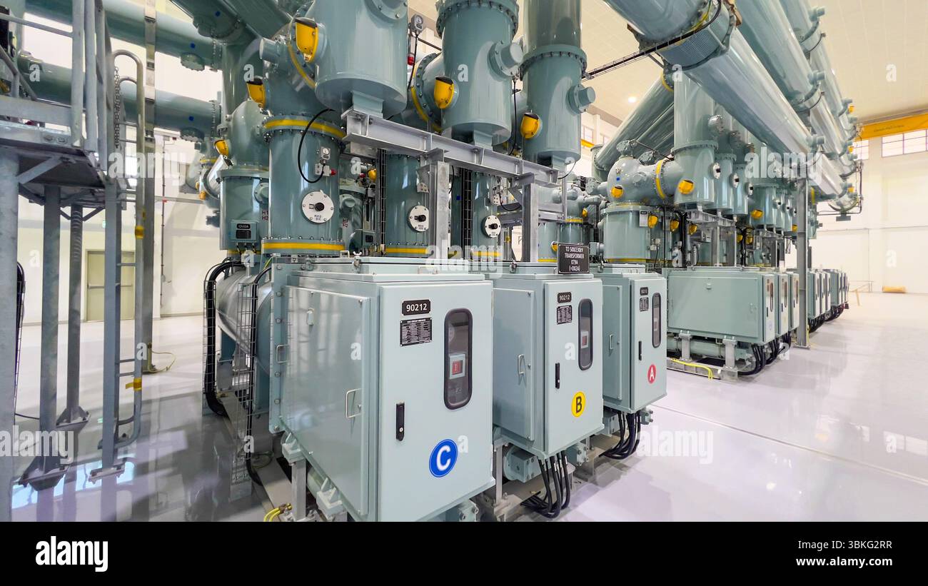 Gas insulated switchgear in modern substation switchyard is arranged ...