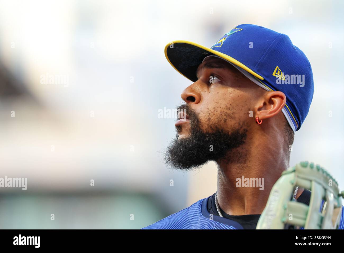 Minneapolis, MN USA: Byron Buxton #25 of the Minnesota Twins looks on ...