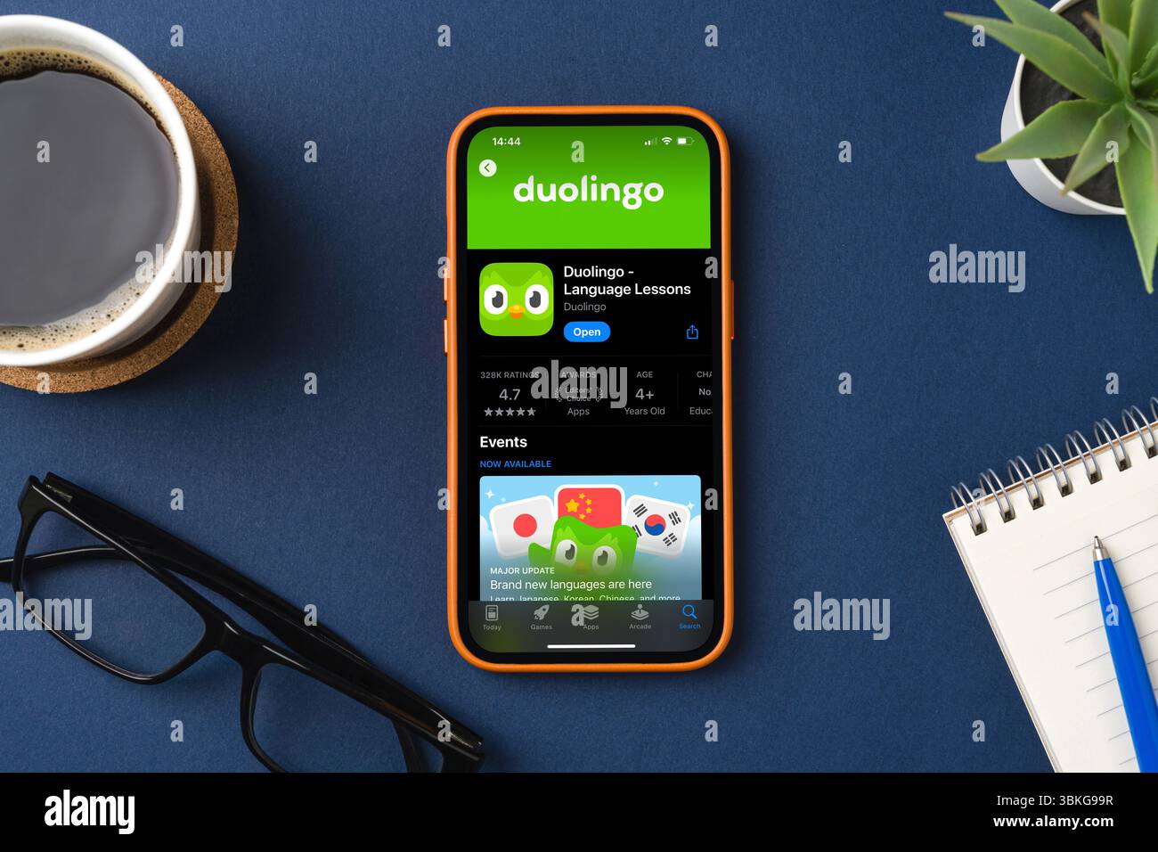 Antalya, Turkey - June 18, 2025: Top view of Duolingo app on App Store on iPhone screen Stock ...