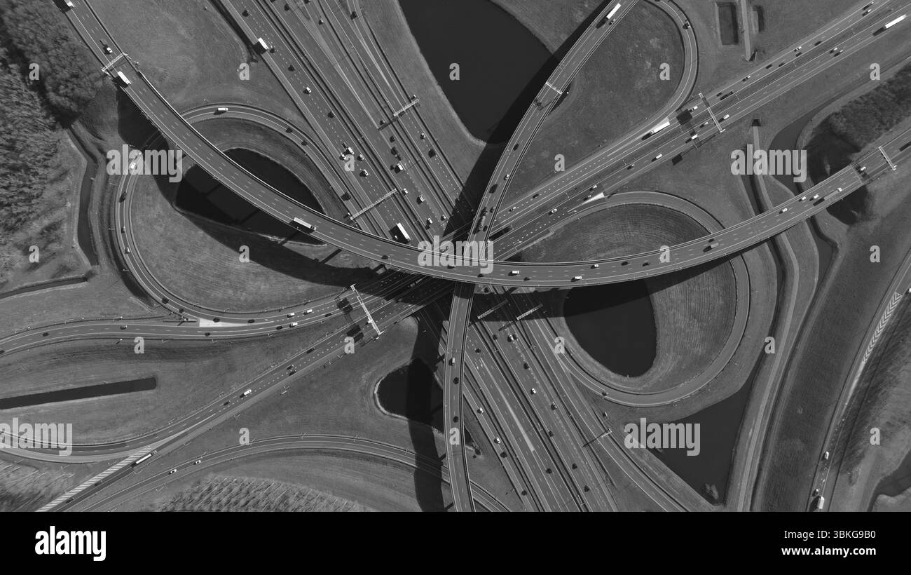 multi level traffic intersection highway, clover leaf, multil lane ...