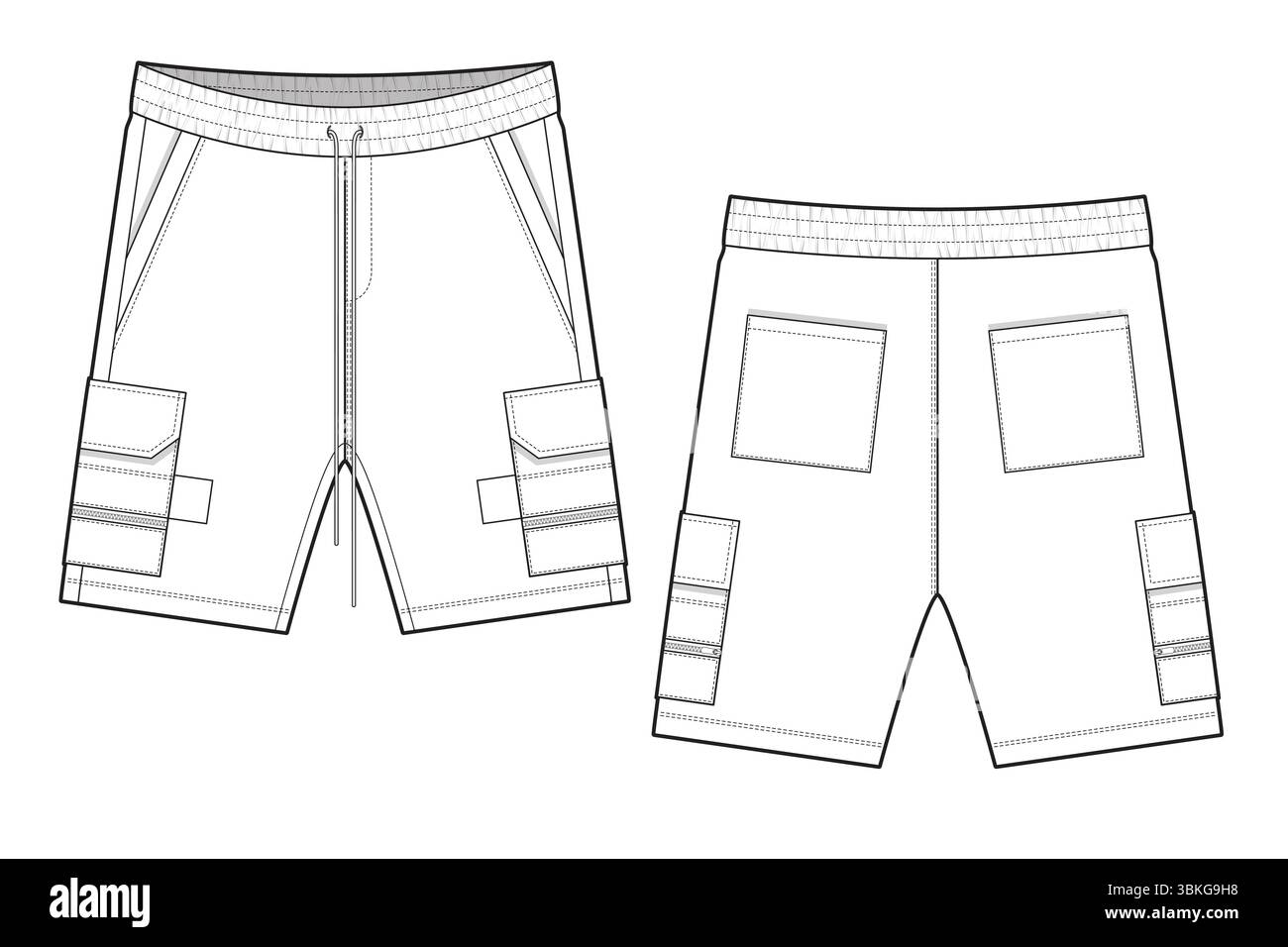 Cargo short pants front and back view hi-res stock photography and ...