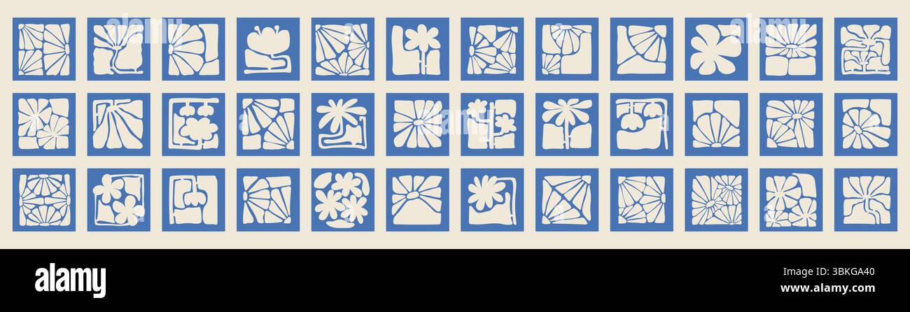 Abstract Floral Stencil Patterns in Square Frames Stock Vector Image ...