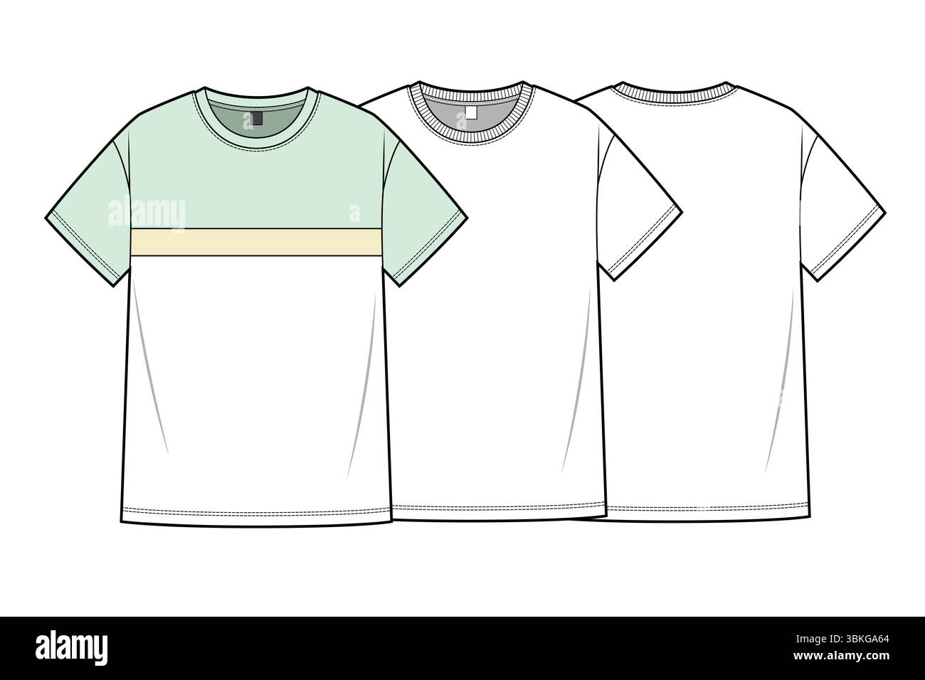 Crew neck t shirt front and back view Stock Vector Images - Alamy