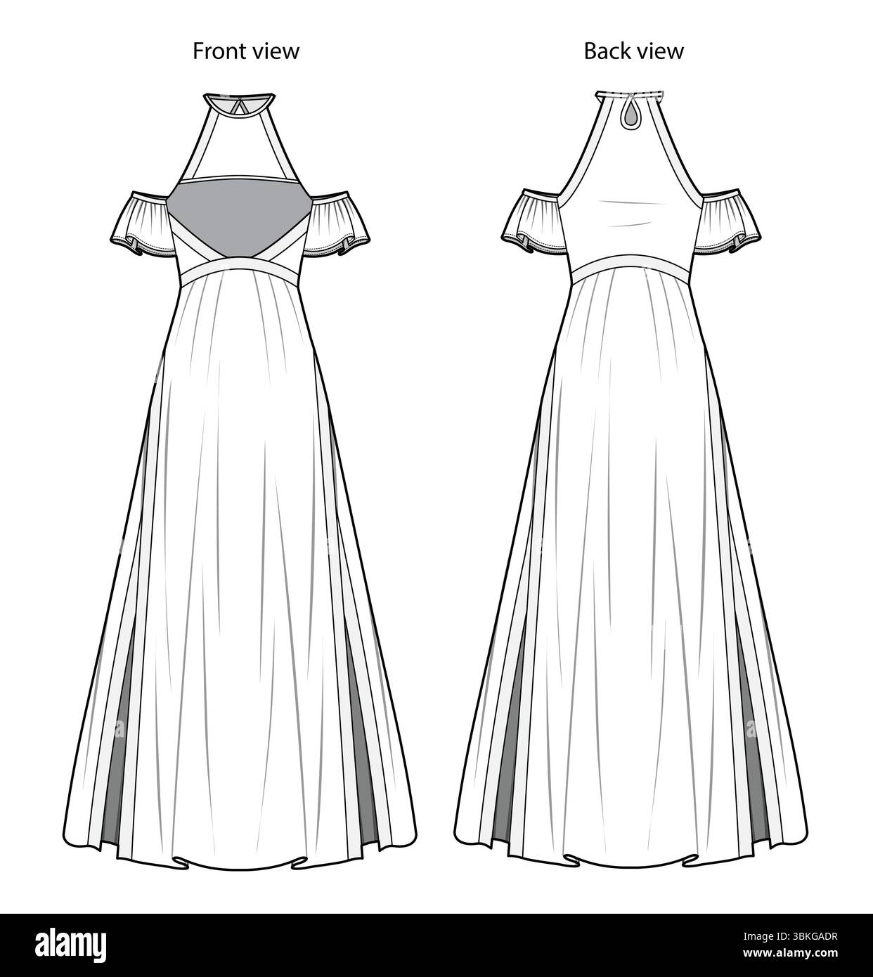 Ladies dresses flat sketch hi-res stock photography and images - Alamy