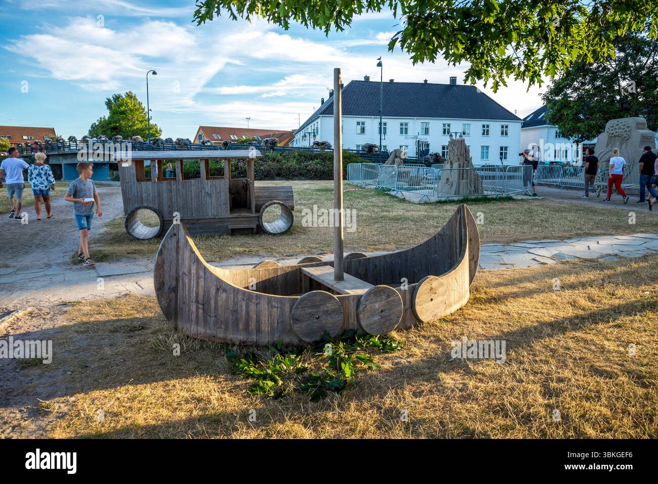 Wooden Play Structures in a Sunny Public Park Scenic, Kristiansand ...