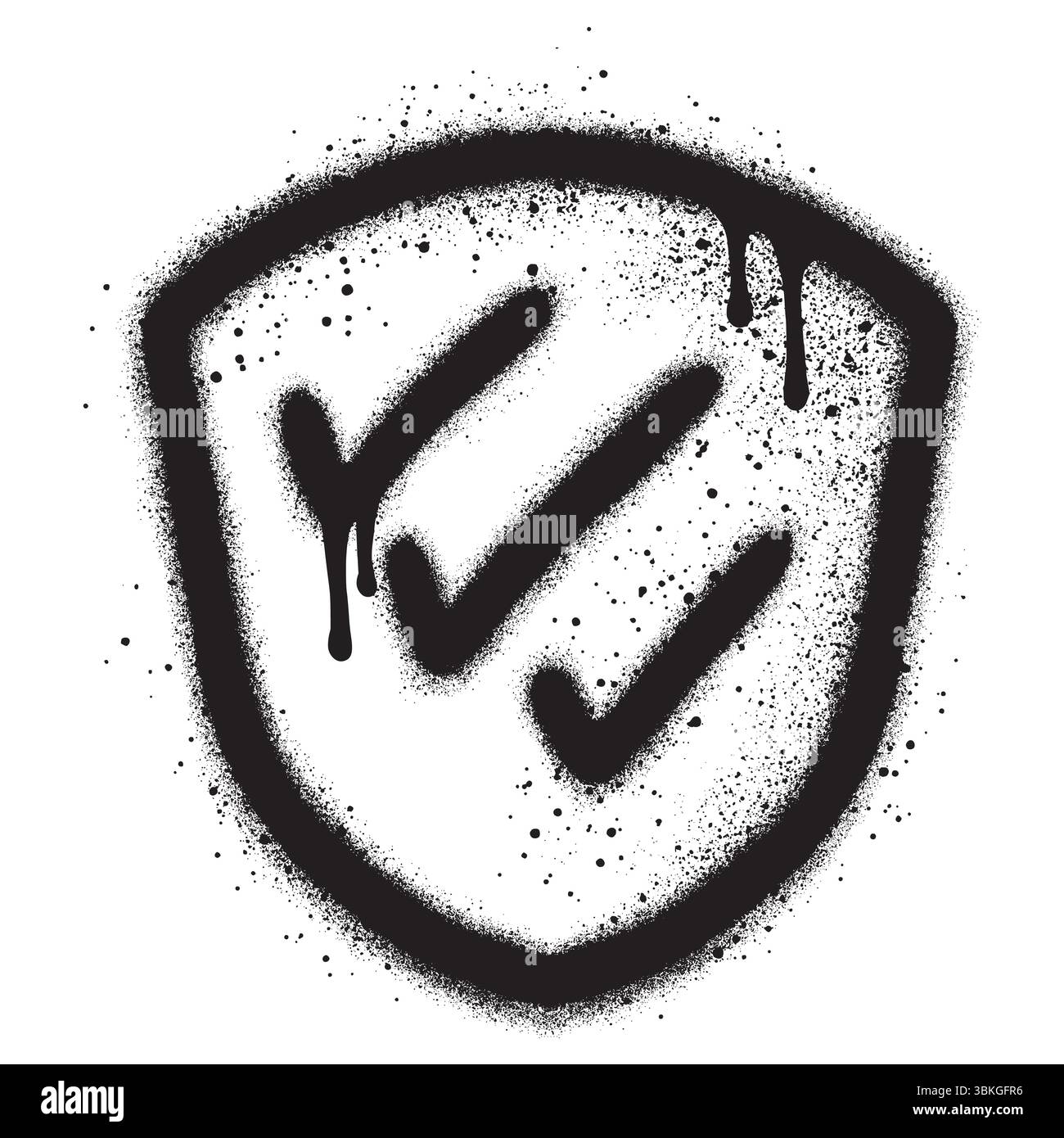 Security shield graffiti with black spray paint.vector illustration ...