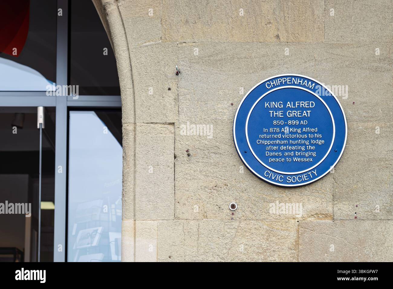 A blue plaque dedicated to King Alfred the Great one of England's most ...