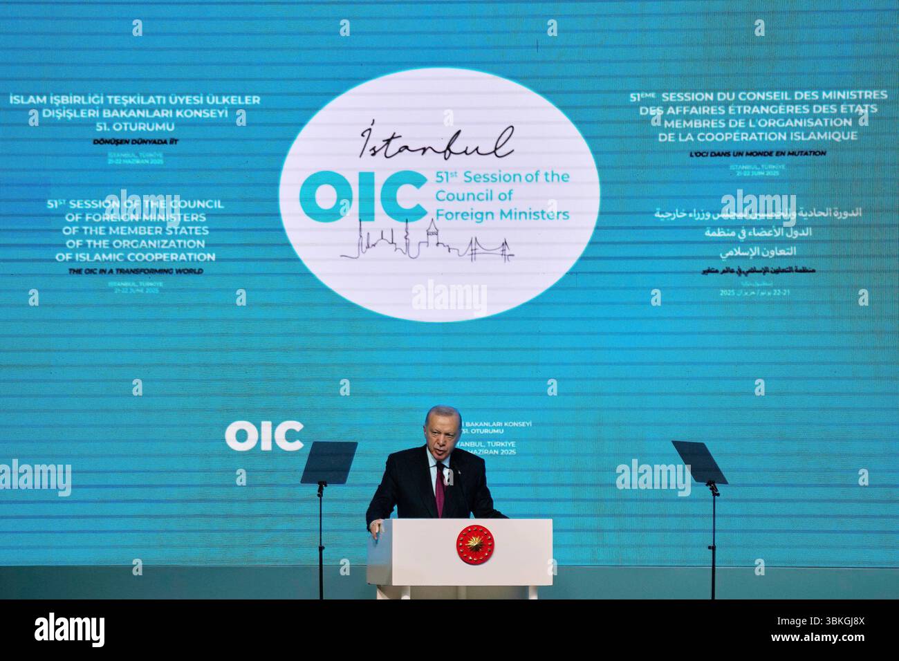 Turkey's President Recep Tayyip Erdogan gives an opening speech during ...