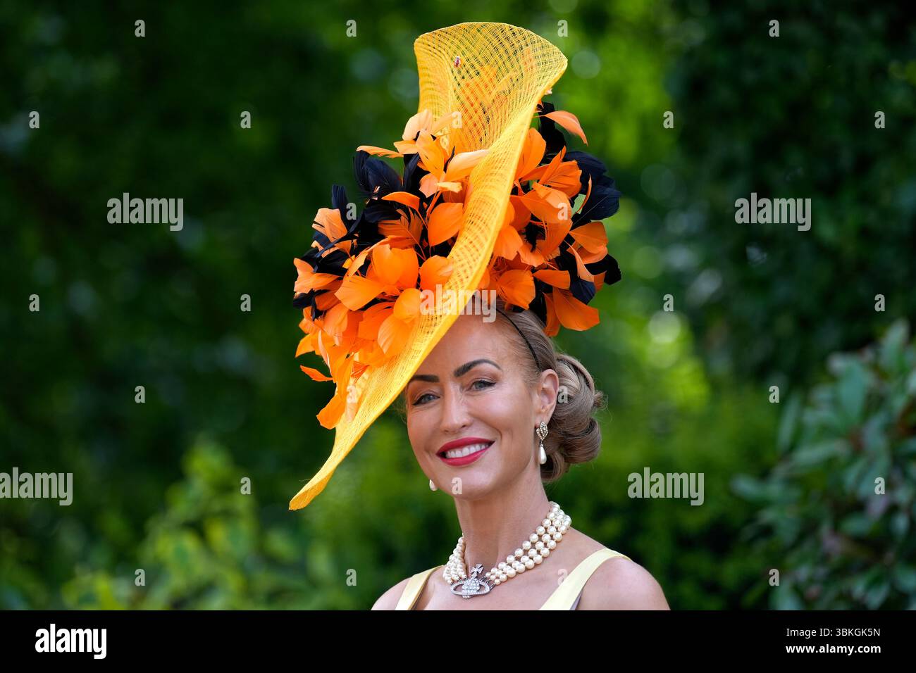 Tamara Holmgren poses for photographs during day five of Royal Ascot at Ascot Racecourse ...