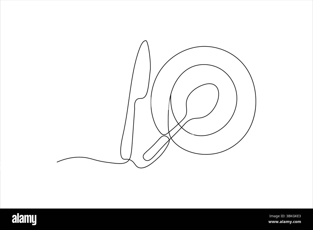 Fork and knife in continuous line art style Line drawing silhouette of ...