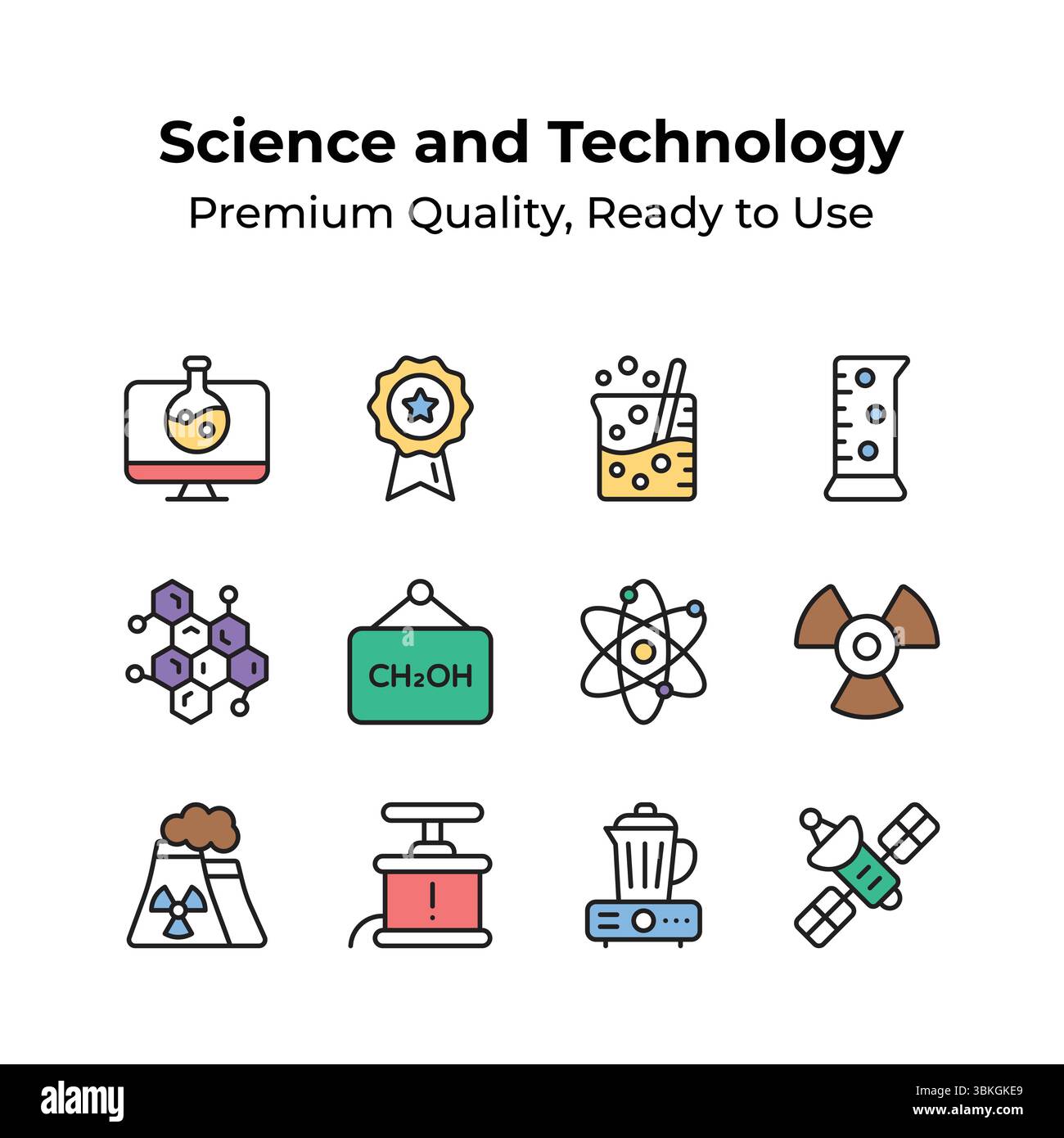 Grab this amazing set of science and technology icons Stock Vector ...