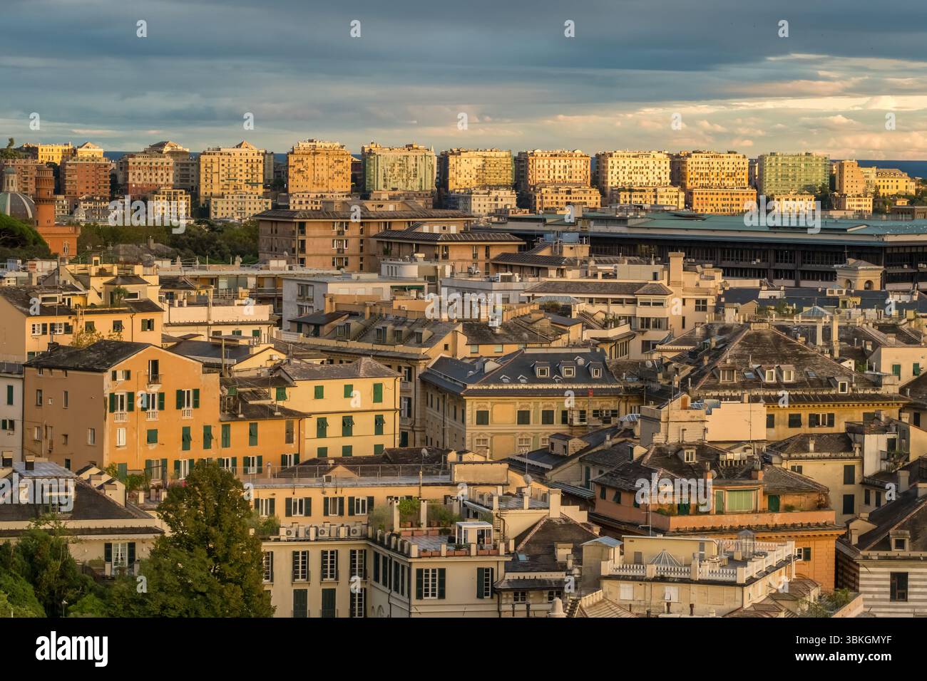 Cityscape of the Genova city, capital of the Italian region of Liguria ...