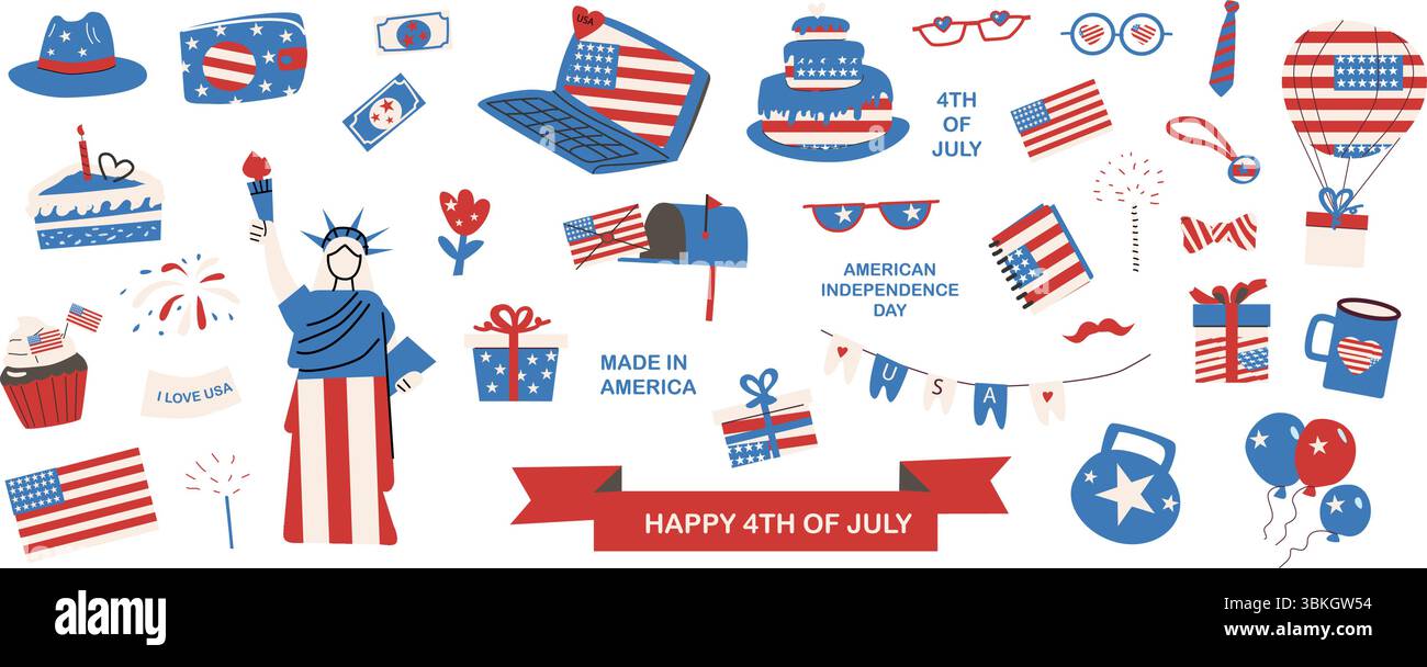Festive fourth of july celebration with iconic american symbols and ...