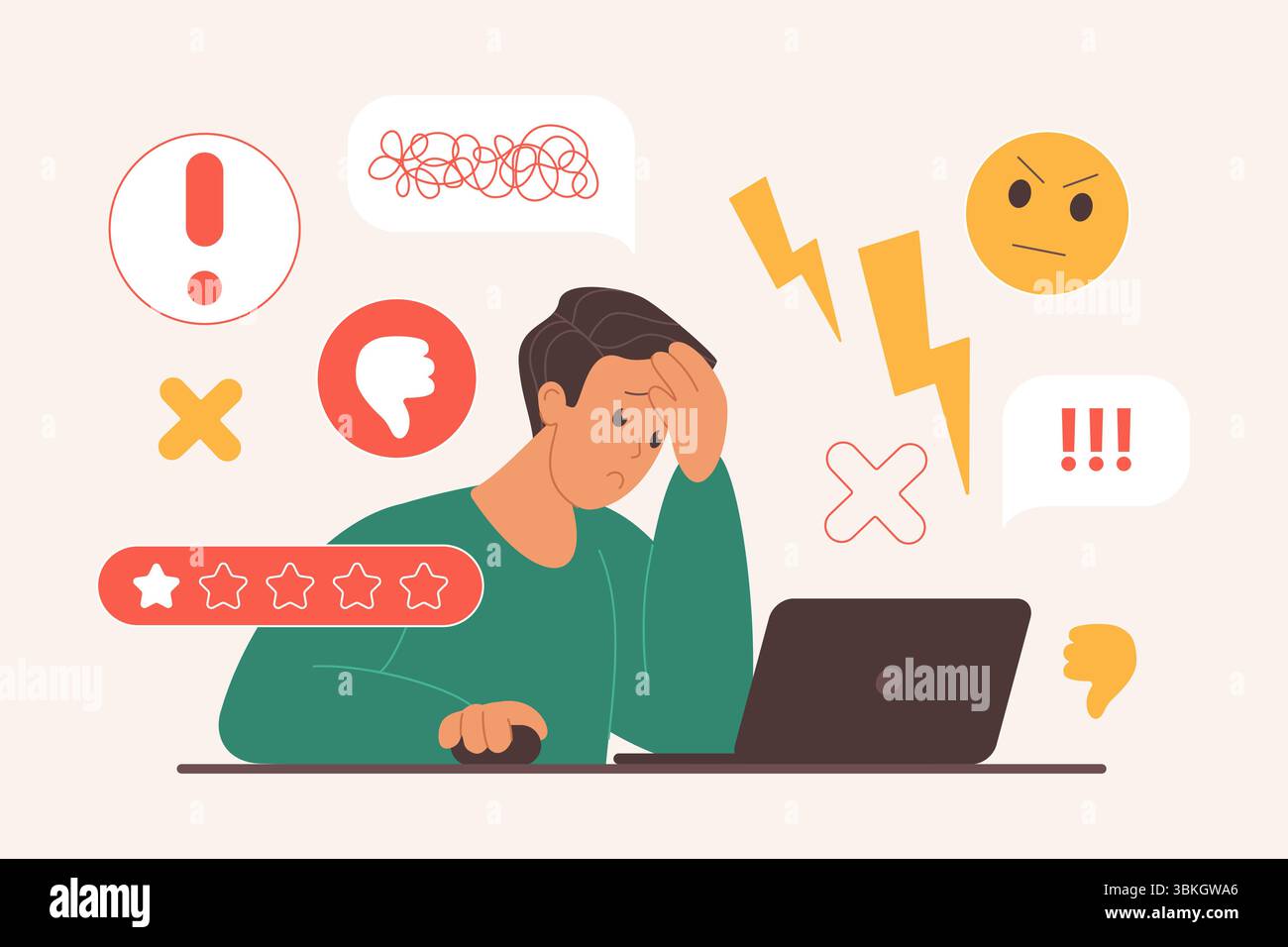 Man reading text message sad Stock Vector Images - Alamy