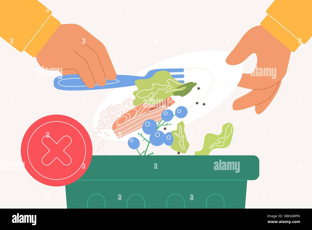 Food waste bin plate Stock Vector Images - Alamy