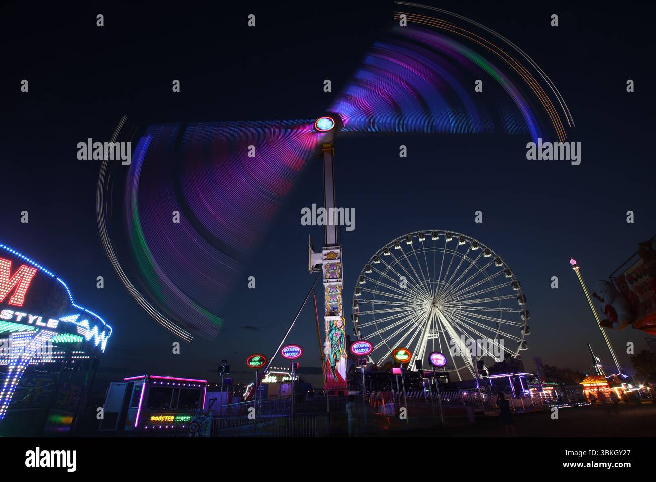 The Newcastle Hoppings Fun Fair Open Night which is the largest ...