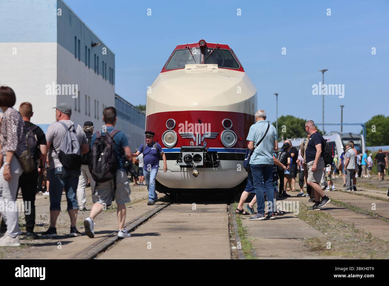 Halberstadt, Germany. 21st June, 2025. Historic passenger coaches such ...