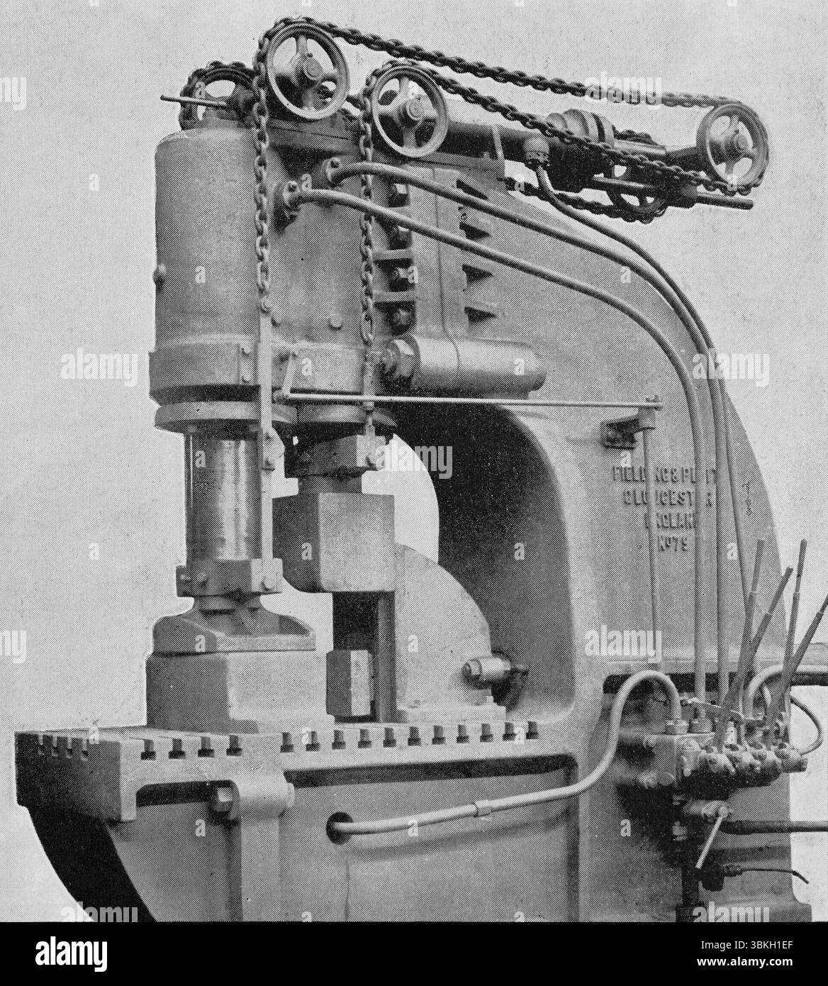 A "step-by-step" hydraulic flanging machine made by Fileding and Platt ...