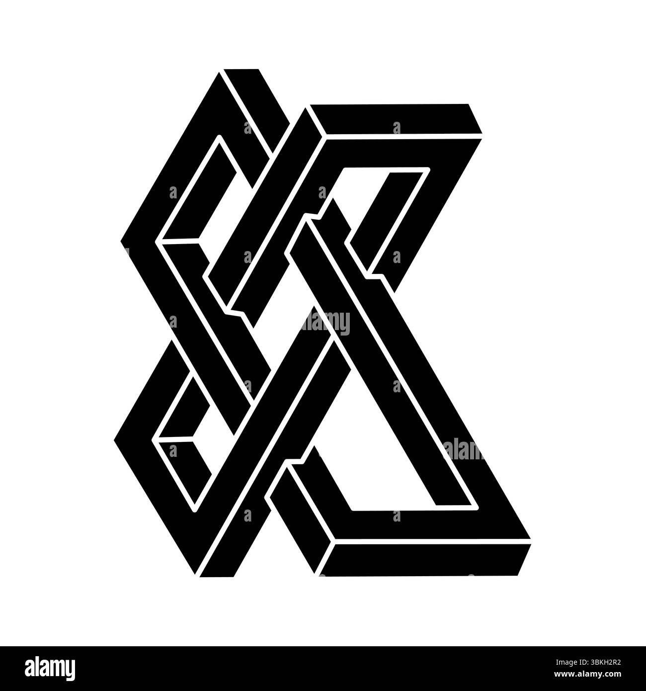 Impossible shape. Sacred geometry figure. Optical illusion. Abstract eternal geometric object ...