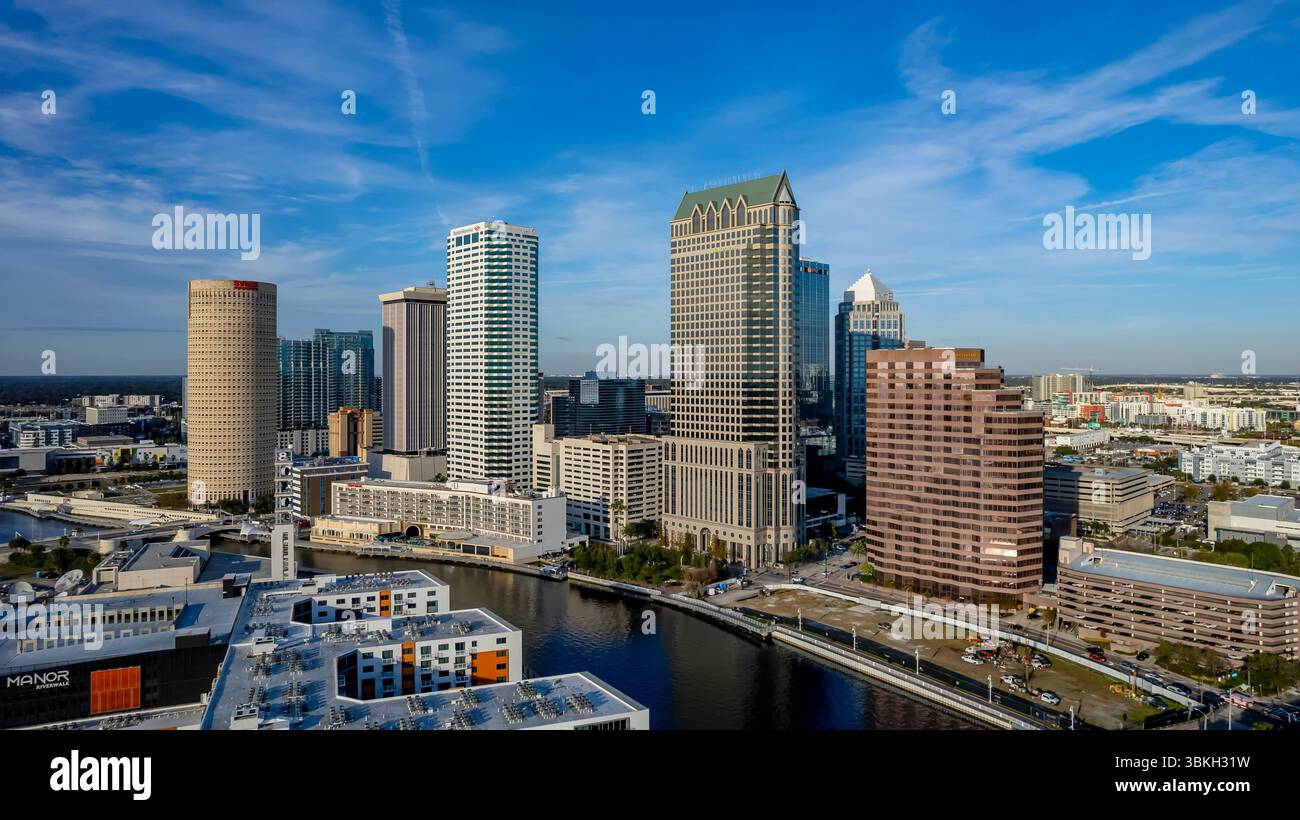 An aerial view of Tampa, Florida, showcases a vibrant skyline with ...