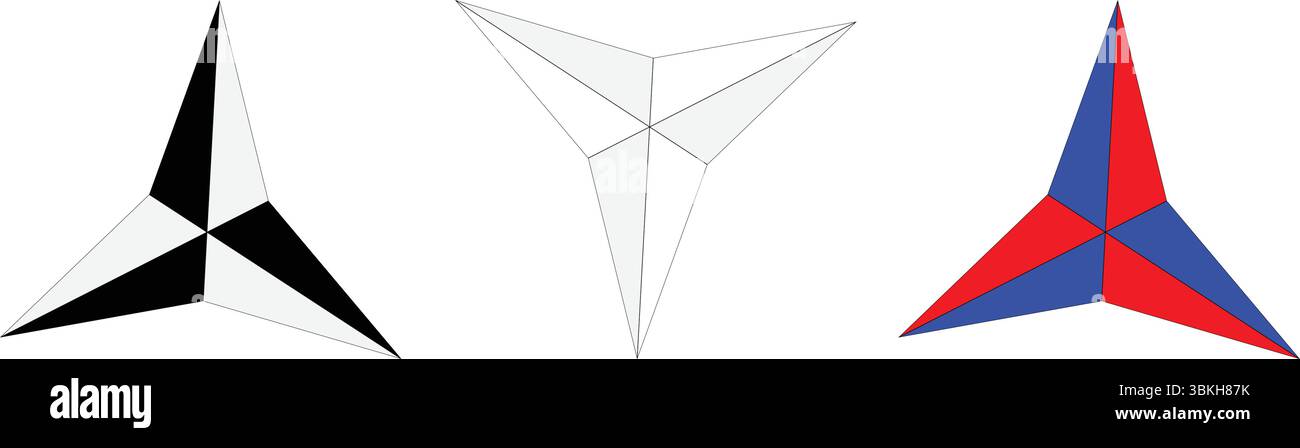 Abstract Geometric Patterns with Three-Fold Symmetry in Various Color ...