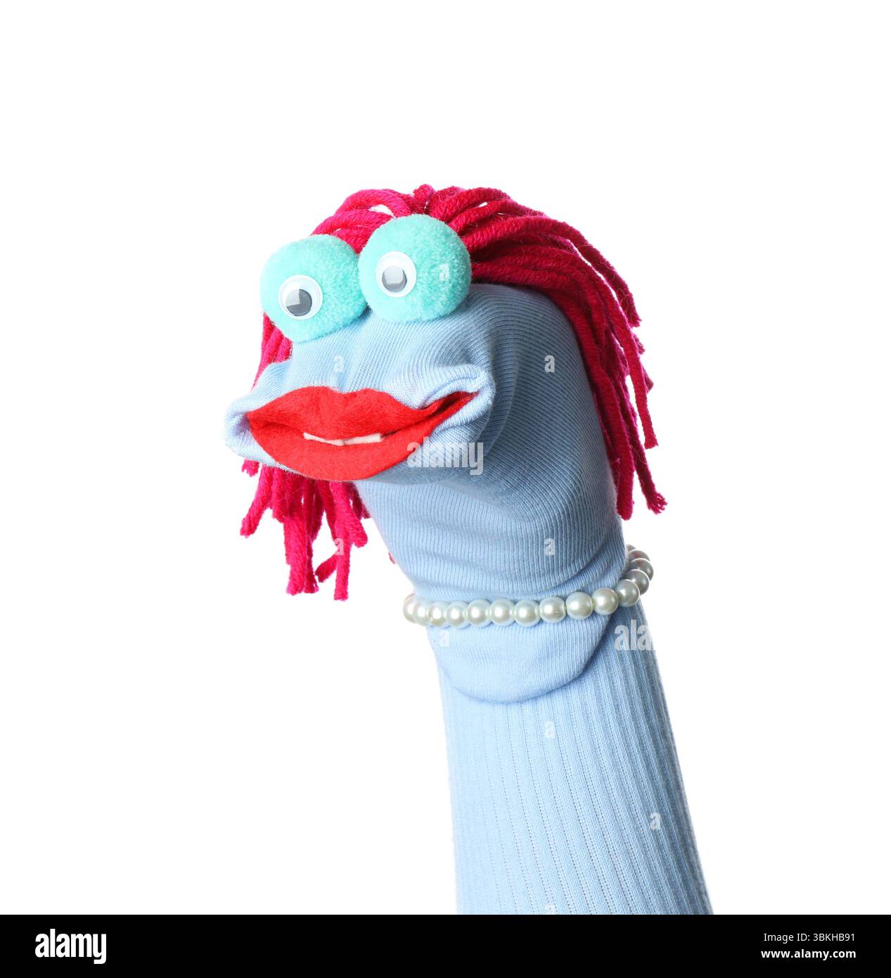 Funny sock puppet with hair isolated on white Stock Photo - Alamy