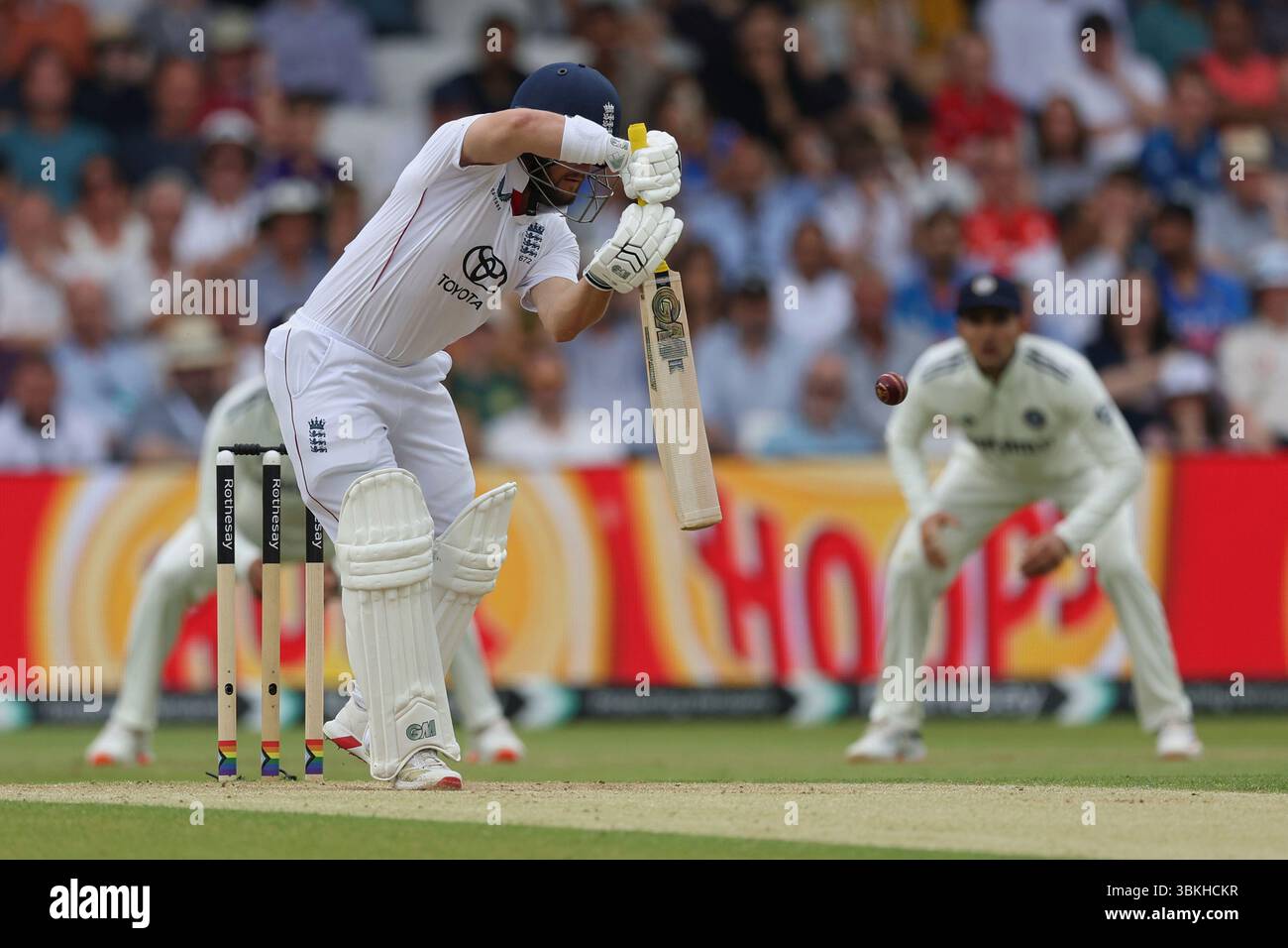 England's Ben Duckett plays a shot on day two of the first cricket test ...