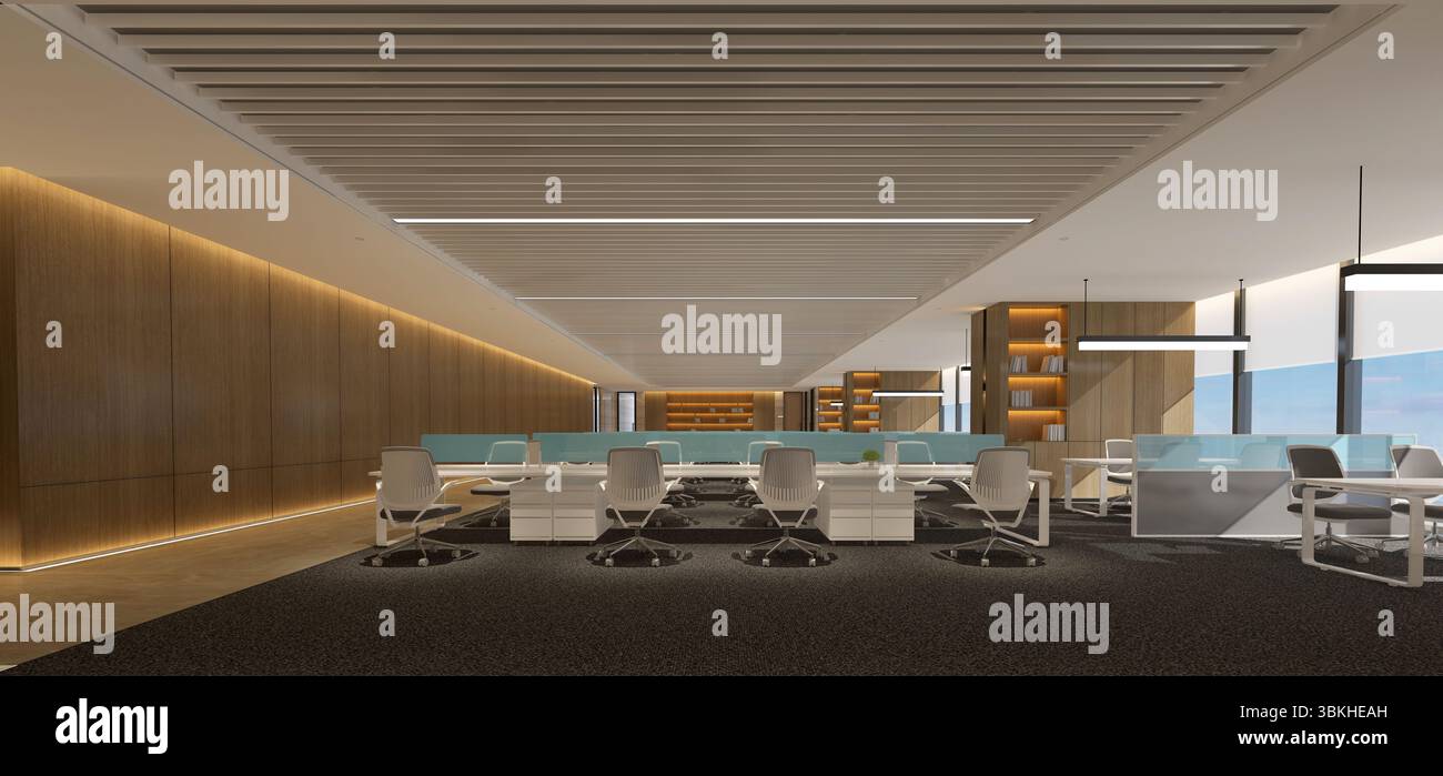 3d render modern office interior Stock Photo - Alamy