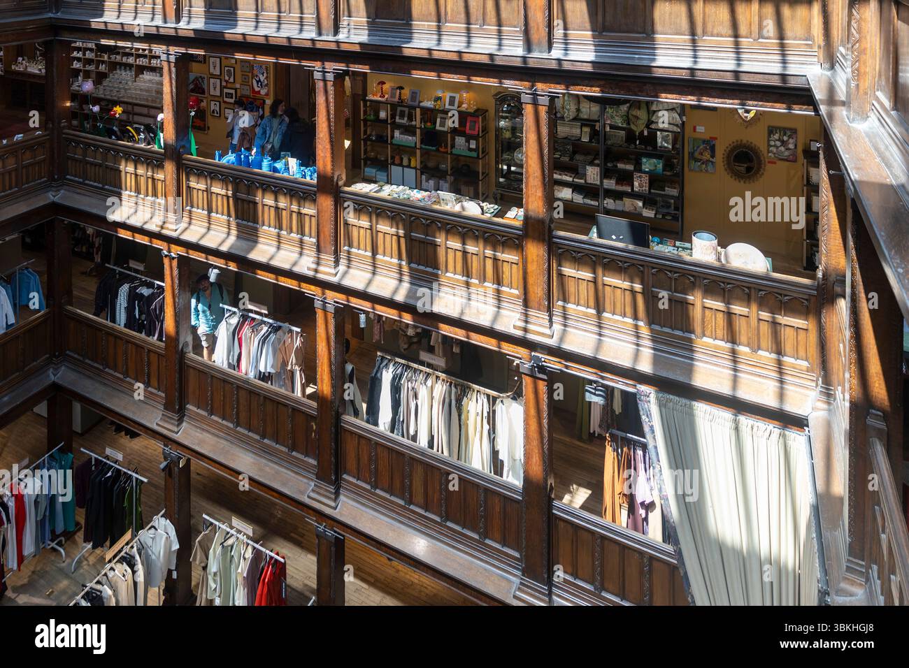 London, UK, 15 May 2025, Liberty shop. A multi-story view inside a ...